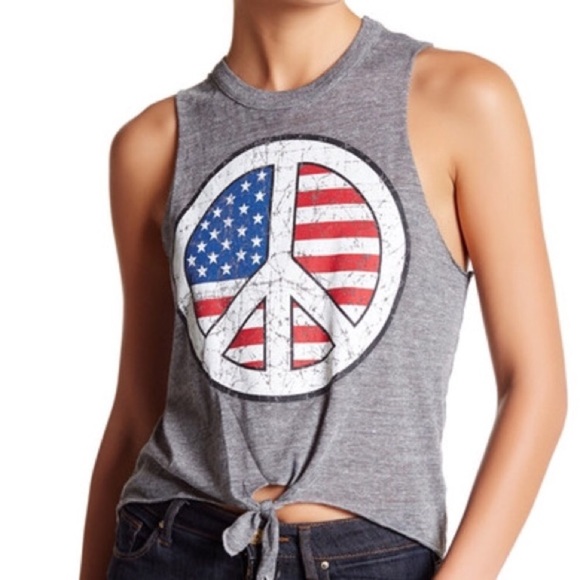 Chaser | Tops | Chaser Peace Sign American Flag Tank | Poshmark